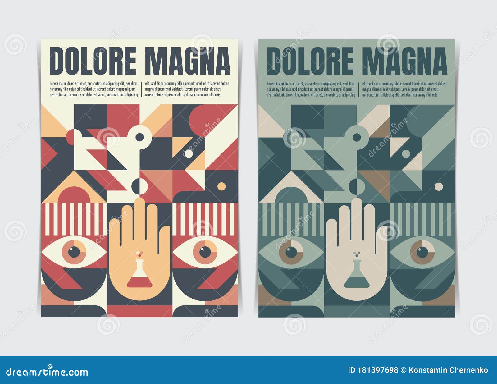 Vintage Abstract Flyer Template with Colored Geometric Background ...