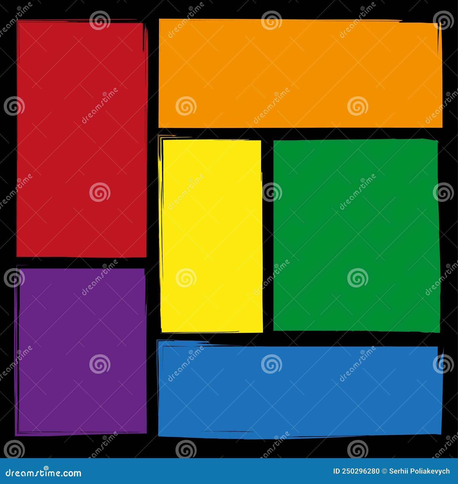 Vintage Abstract Rectangular Brush. Edge Frame. Watercolor Brush ...