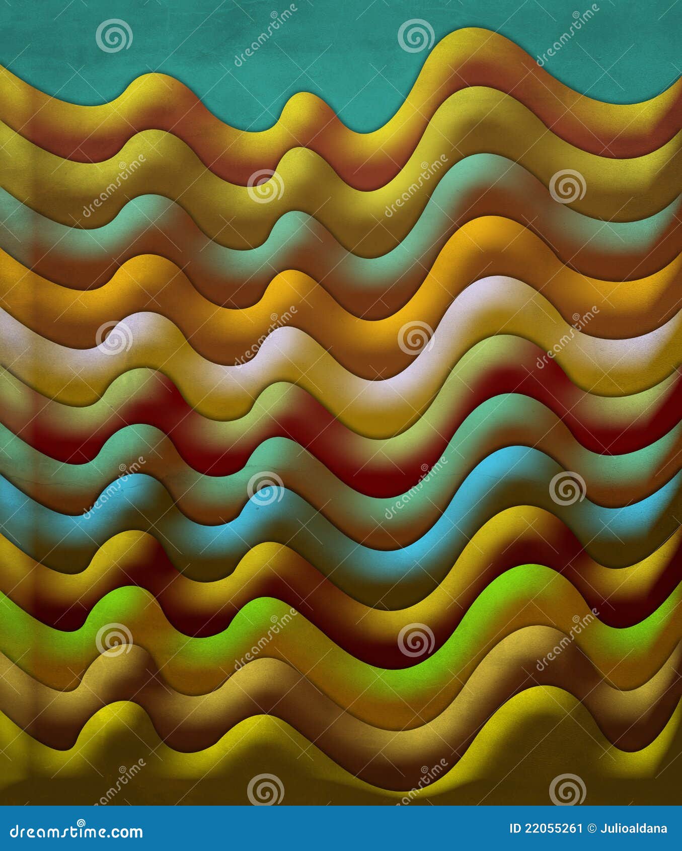 Vintage Abstract Scene with Waves Stock Illustration - Illustration of ...