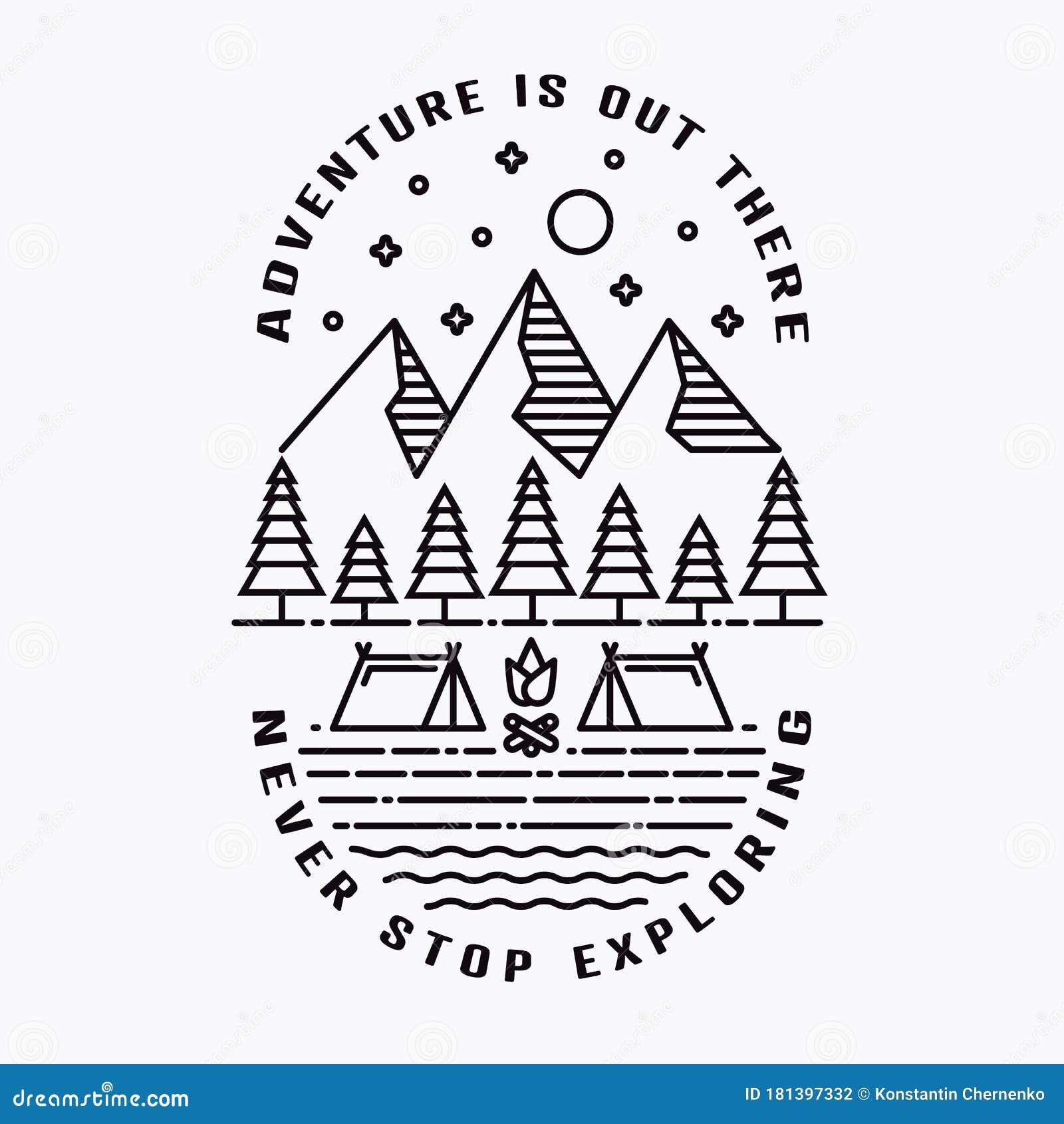 Vintage Adventure Logo Line Art Template Stock Vector - Illustration of ...
