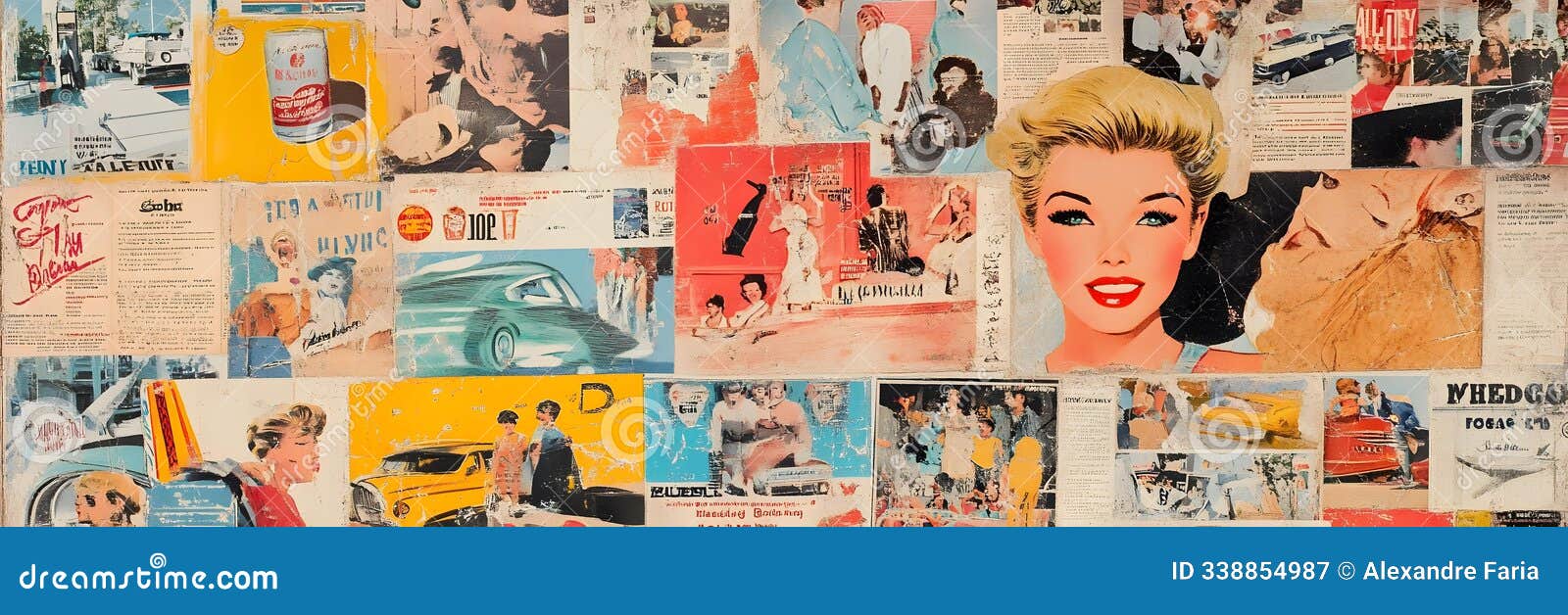 Vintage Advertisement Collage with Diverse Imagery Stock Illustration ...