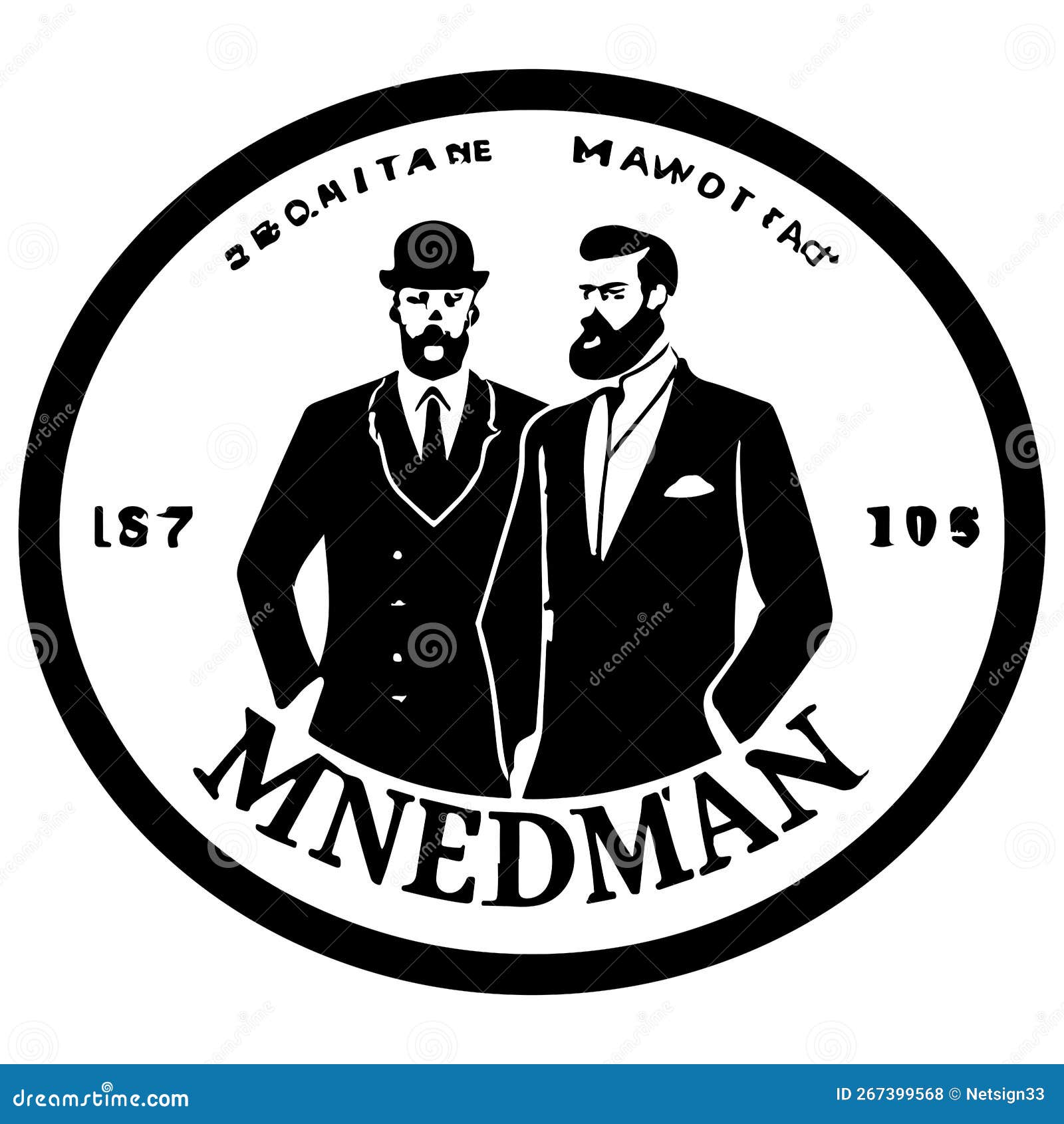 Vintage Advertising Men Black and White Logo. Based on Generative AI ...