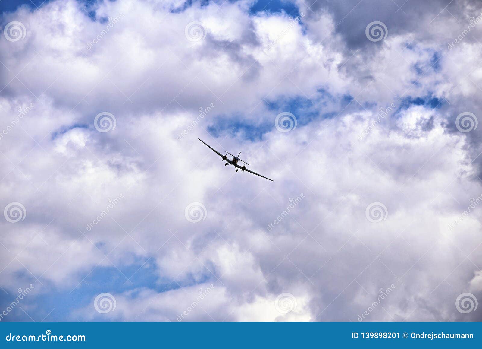Vintage Aircraft Coming Towards the Camera on the Sky Stock Image ...