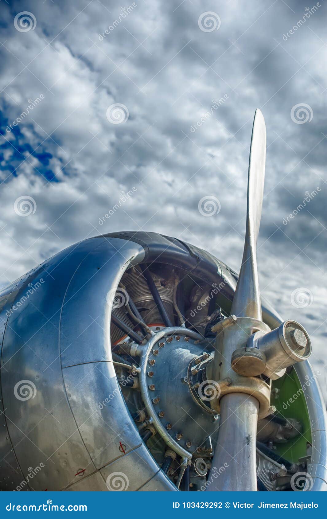 Vintage Aircraft Engine and Propeller Stock Photo - Image of closeup ...