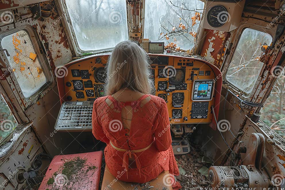 Vintage Aircraft Flight Control Panel Featuring Dual Seating ...