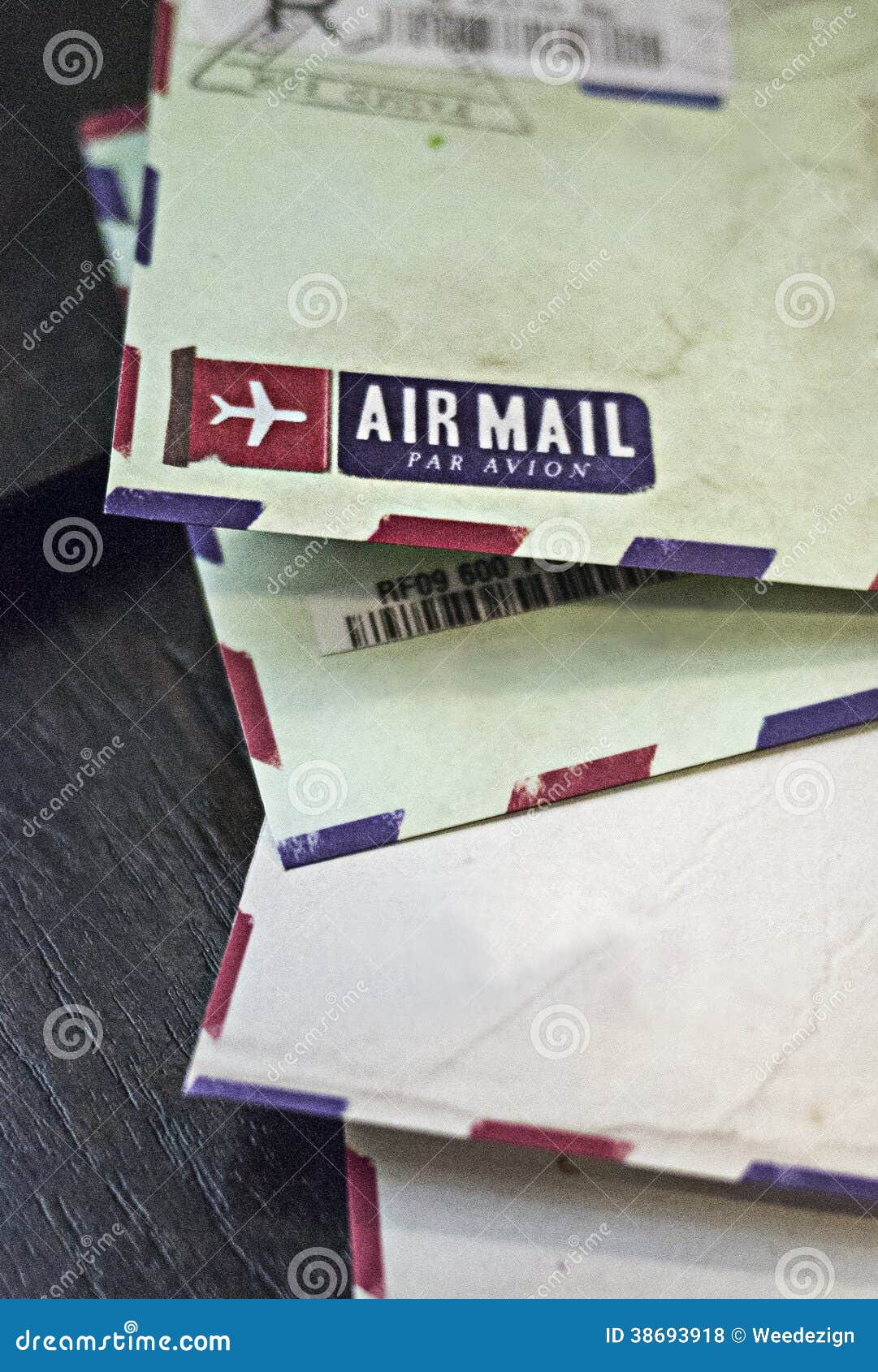 Vintage Airmail Envelope Close Up Stock Photo - Image of airmail, post ...
