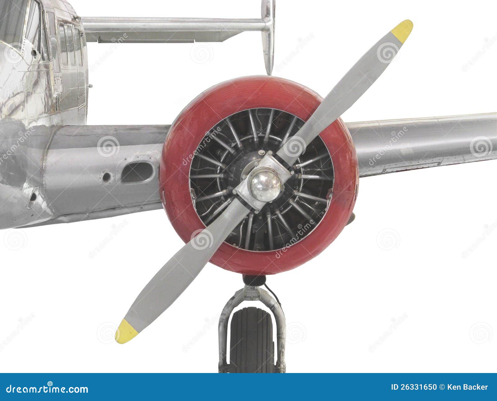 Vintage Airplane Engine, Propeller, and Wing Isola Stock Photo - Image ...