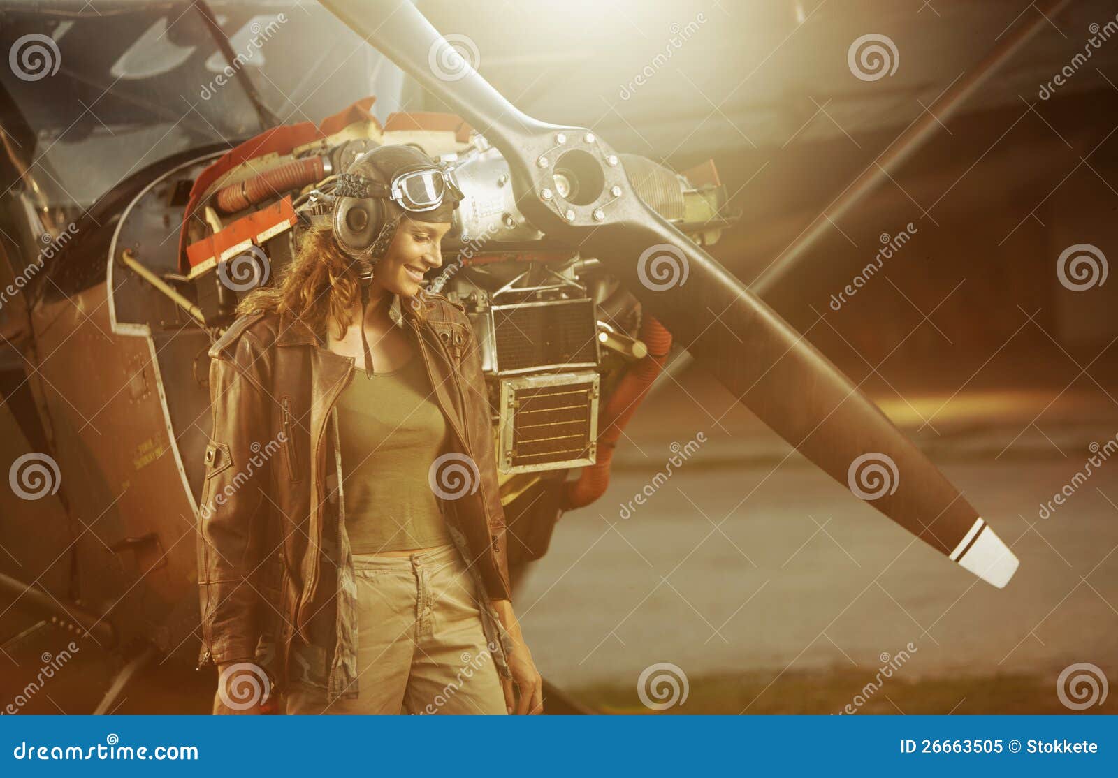 Vintage airplane pilot stock image. Image of aviator - 26663505