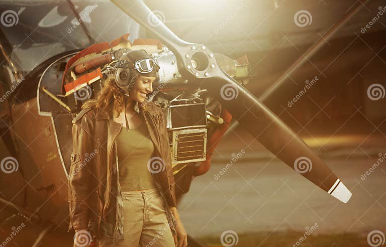 Vintage airplane pilot stock image. Image of aviator - 26663505