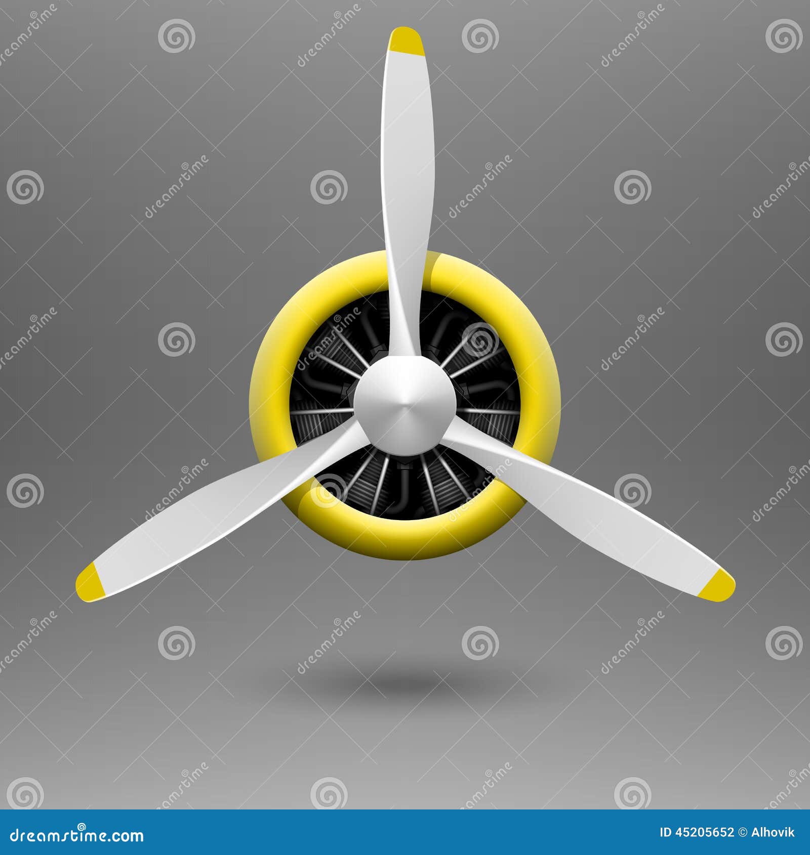 Vintage Airplane Propeller with Radial Engine Stock Vector ...