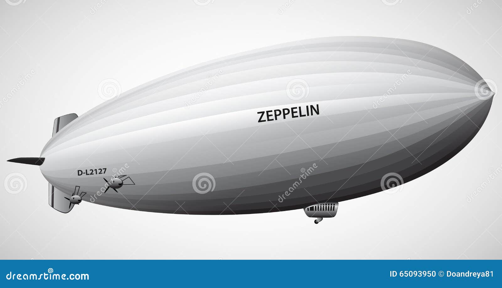 Vintage Airship Zeppelin Dirigible Balloon Vector Illustration ...