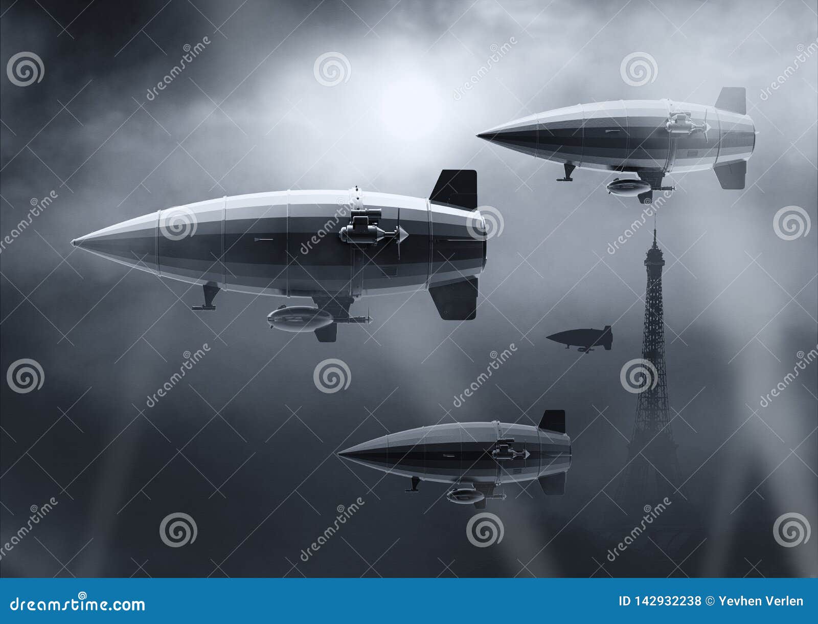 Airship Or Zeppelin And Dirigible Or Blimp, Air Balloon Or Aerostat ...