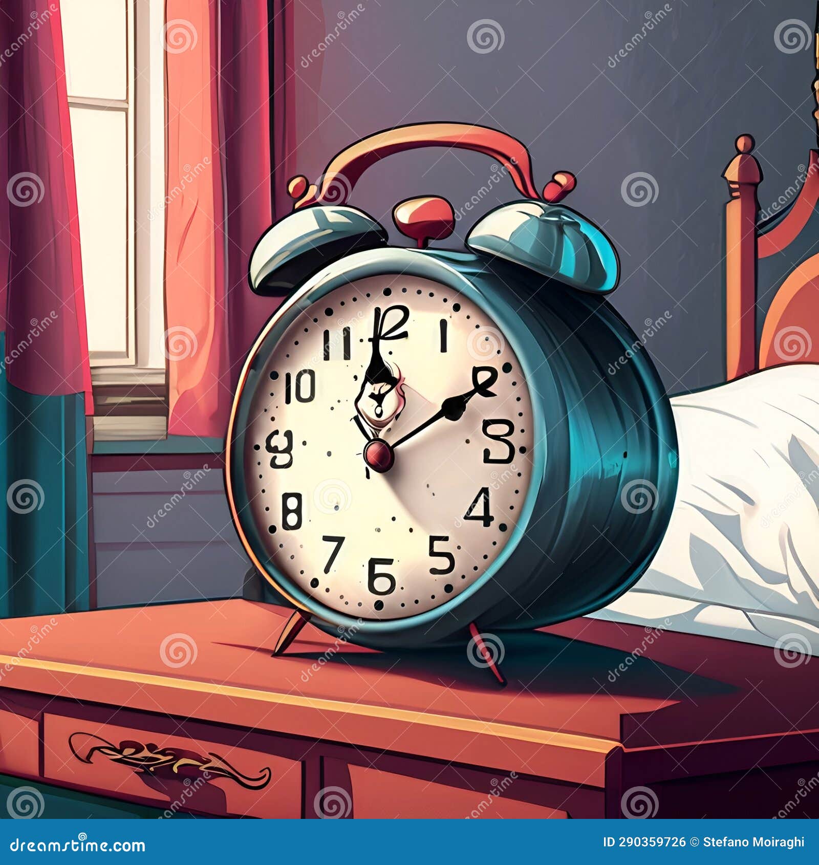 Vintage Alarm Clock on the Bed Time Concept Stock Photo - Image of ...