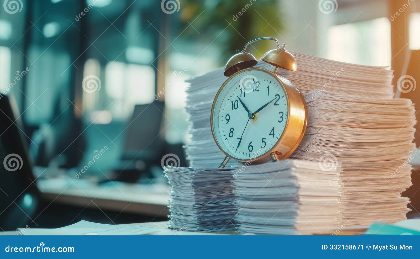 Vintage Alarm Clock and Office Documents on Table, Time Management ...