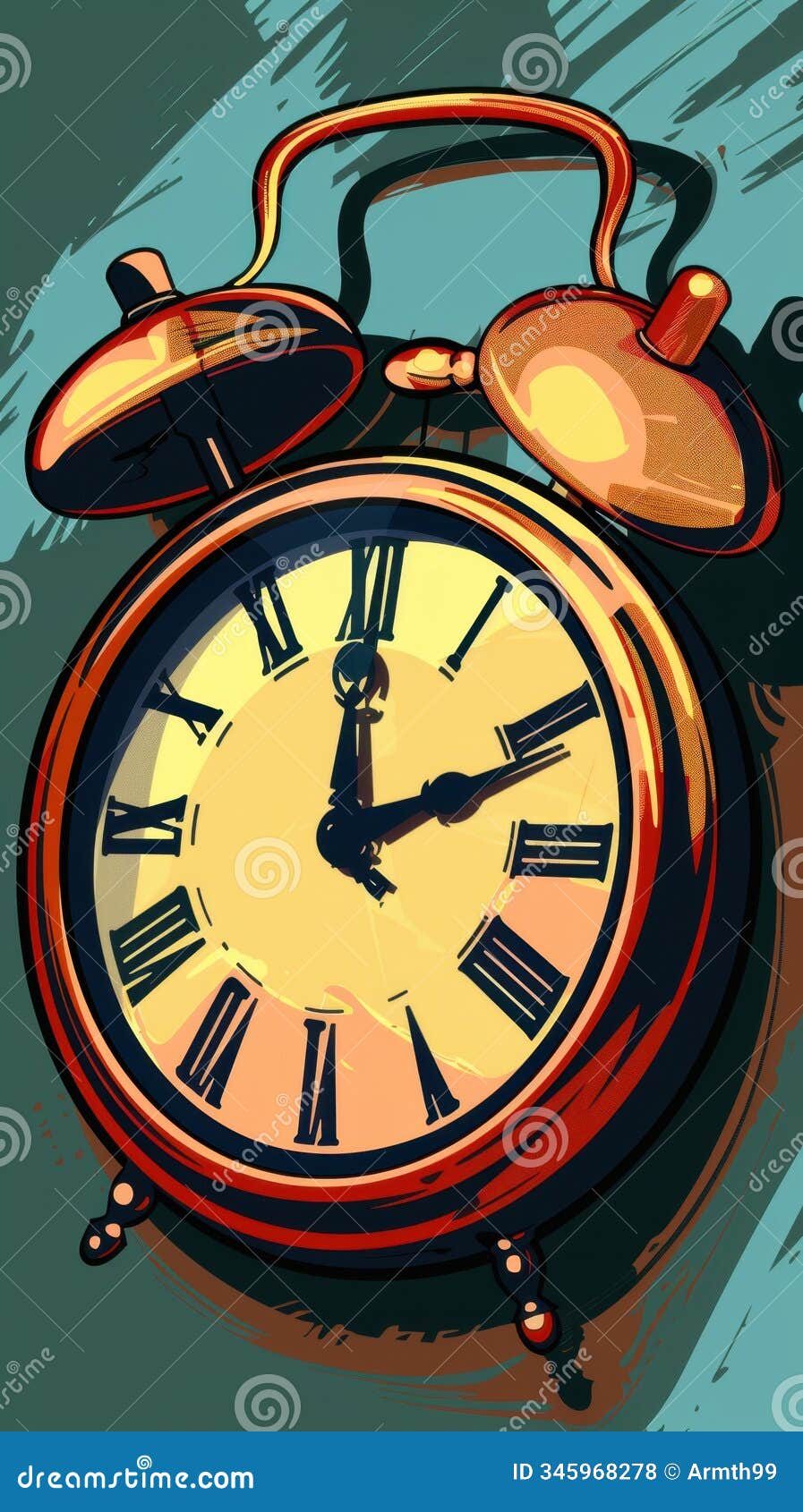 Vintage Alarm Clock with Roman Numerals Stock Illustration ...