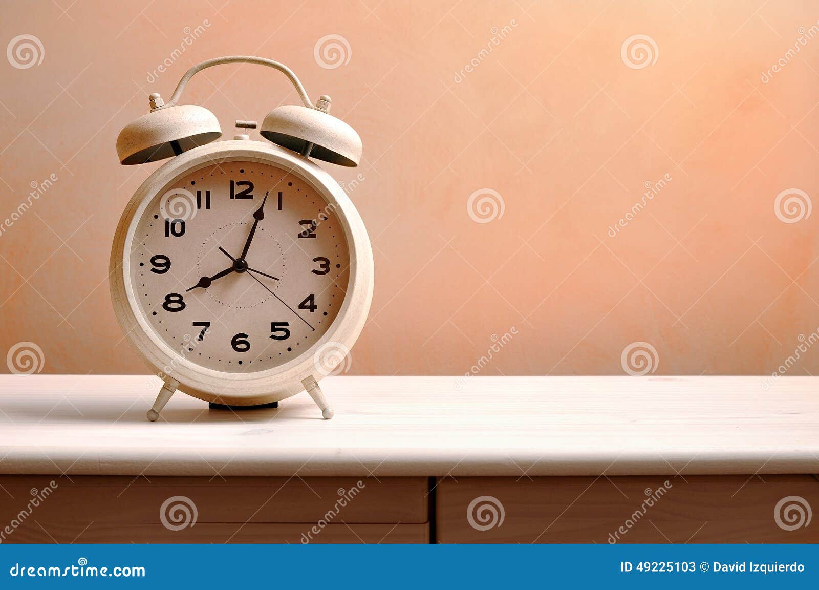 Vintage Alarm Clock on a Table Stock Image - Image of style, deadline ...