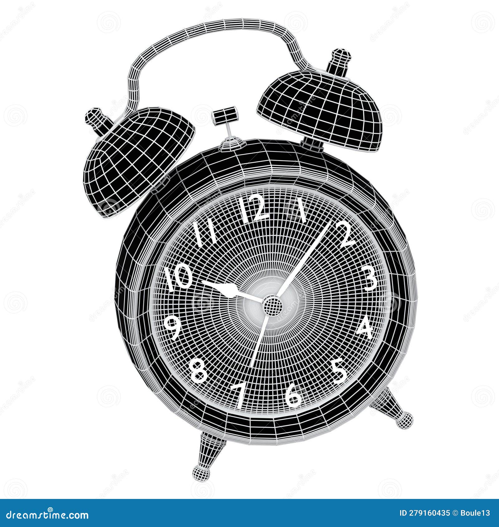Vintage Alarm Clock on White Background. 3d Render Concept of Wake Up ...