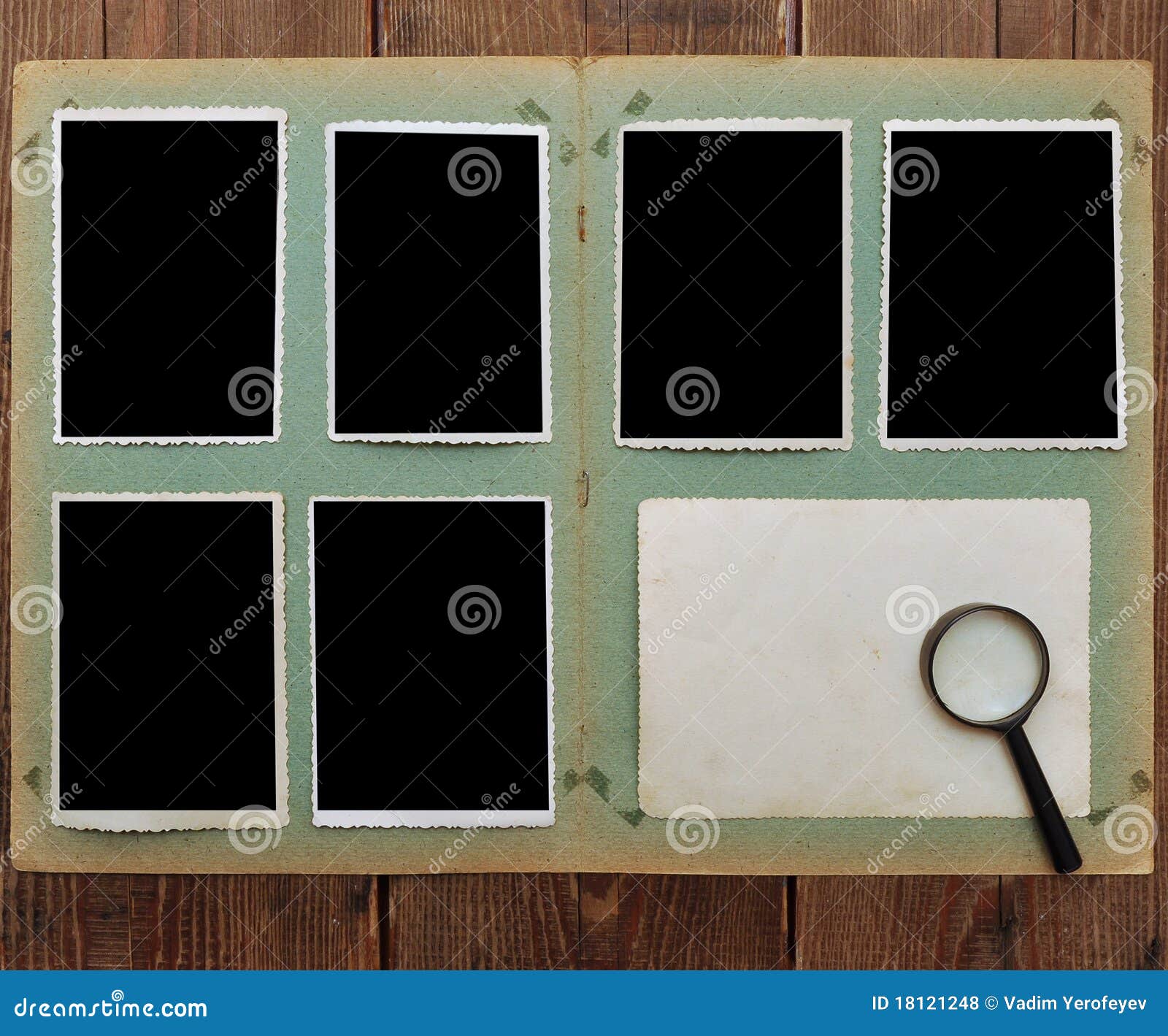 Vintage Album with Old Empty Photo Stock Photo - Image of used ...