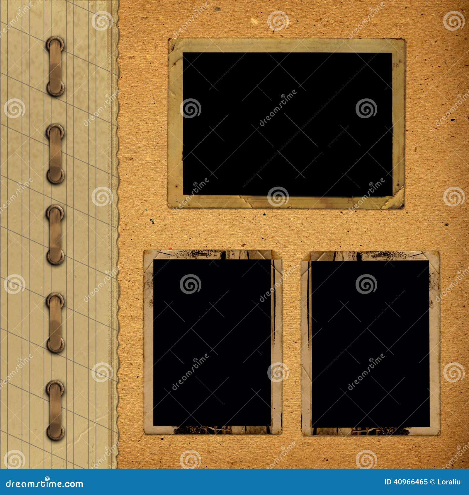 Vintage Album with Paper Frames for Photos Stock Image - Image of ...