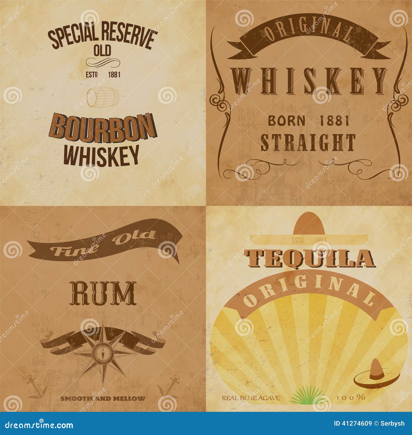 Vintage Alcohol Labels. Vector Illustration | CartoonDealer.com #57725852