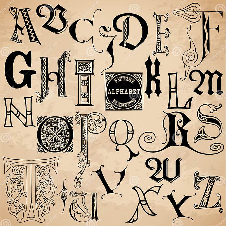Vintage Alphabet stock vector. Illustration of text, clipping - 27263057