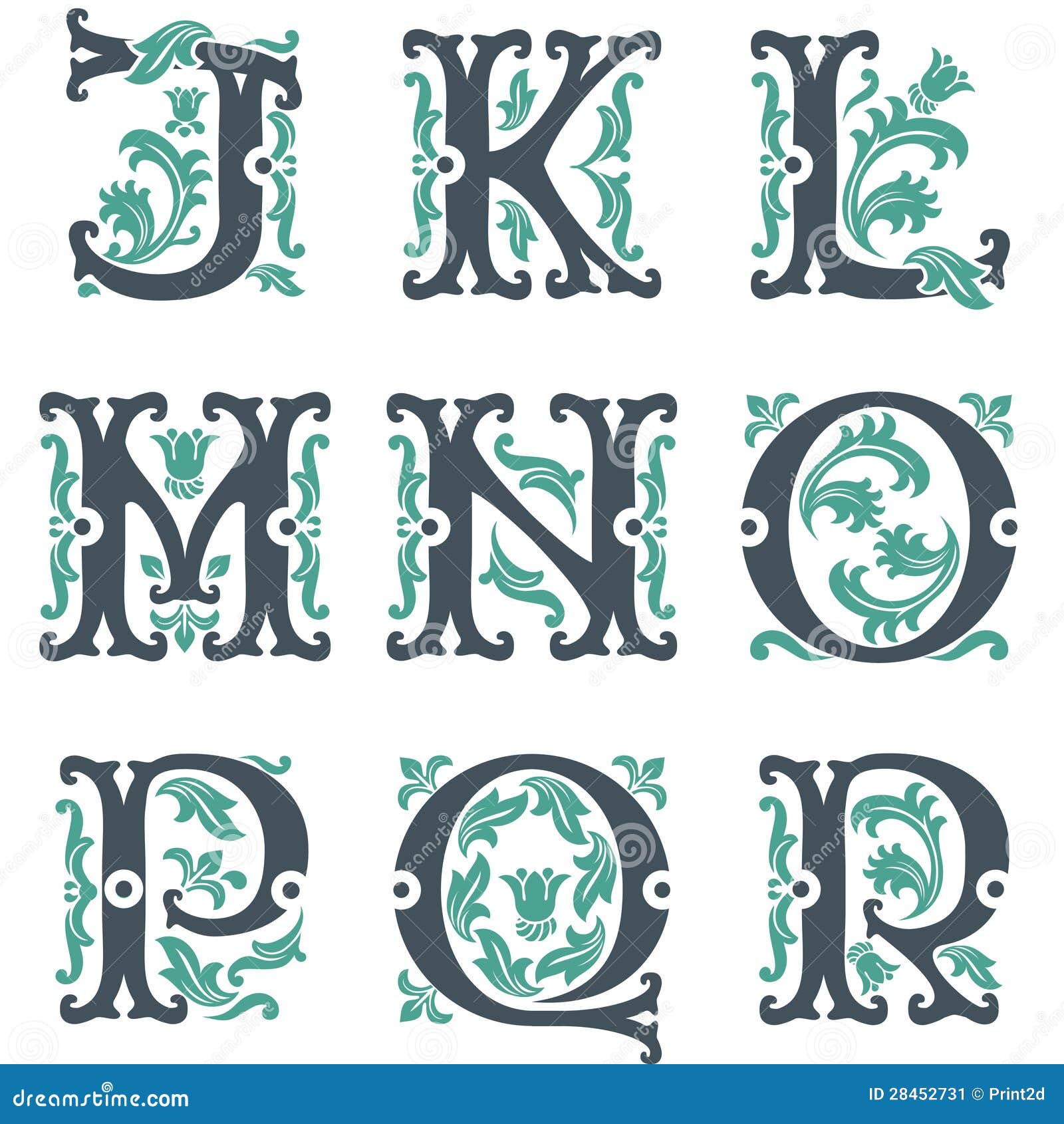 Vintage alphabet. Part 2 stock illustration. Illustration of initial ...