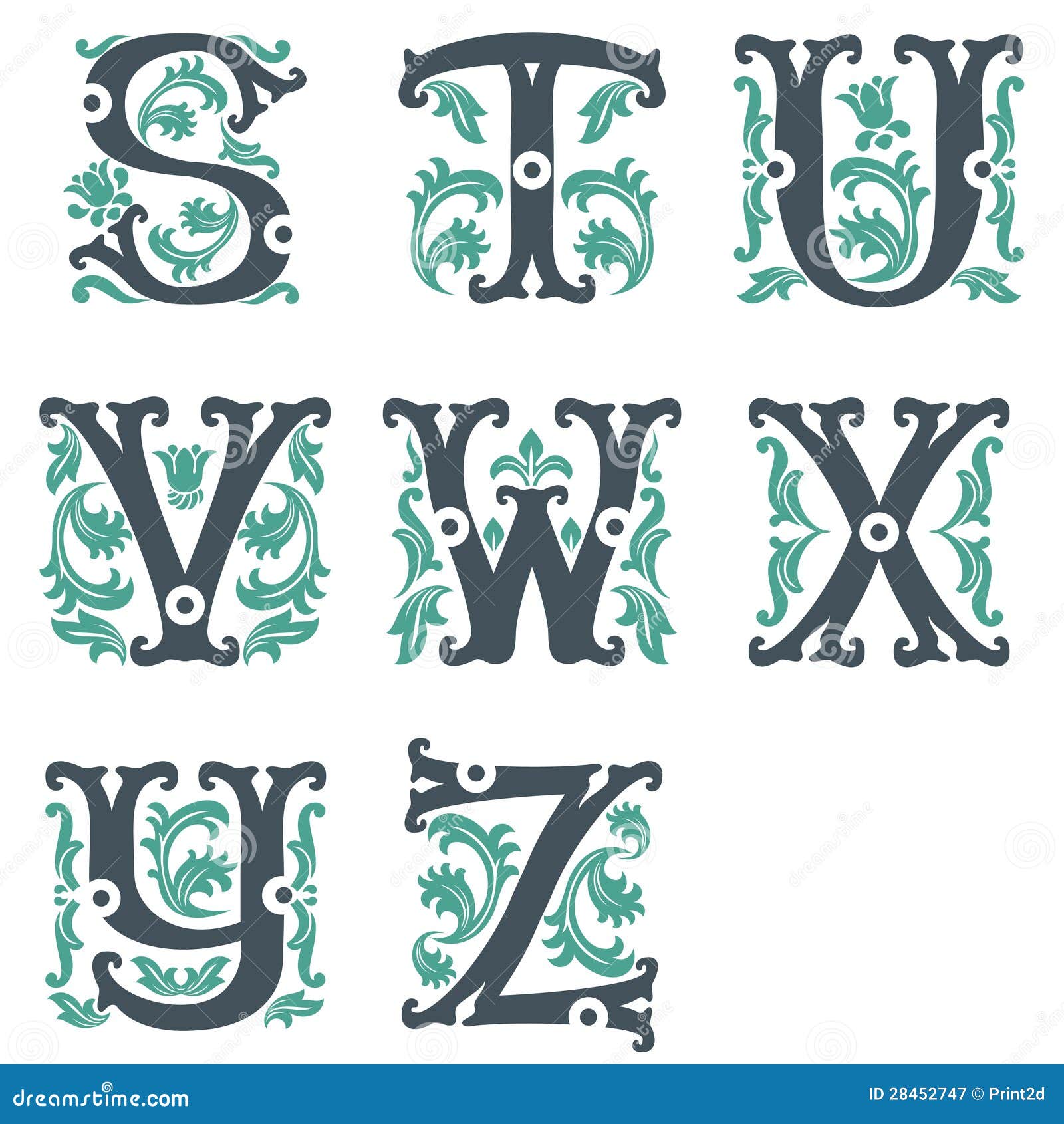 Vintage alphabet. Part 3 stock illustration. Illustration of elegant ...