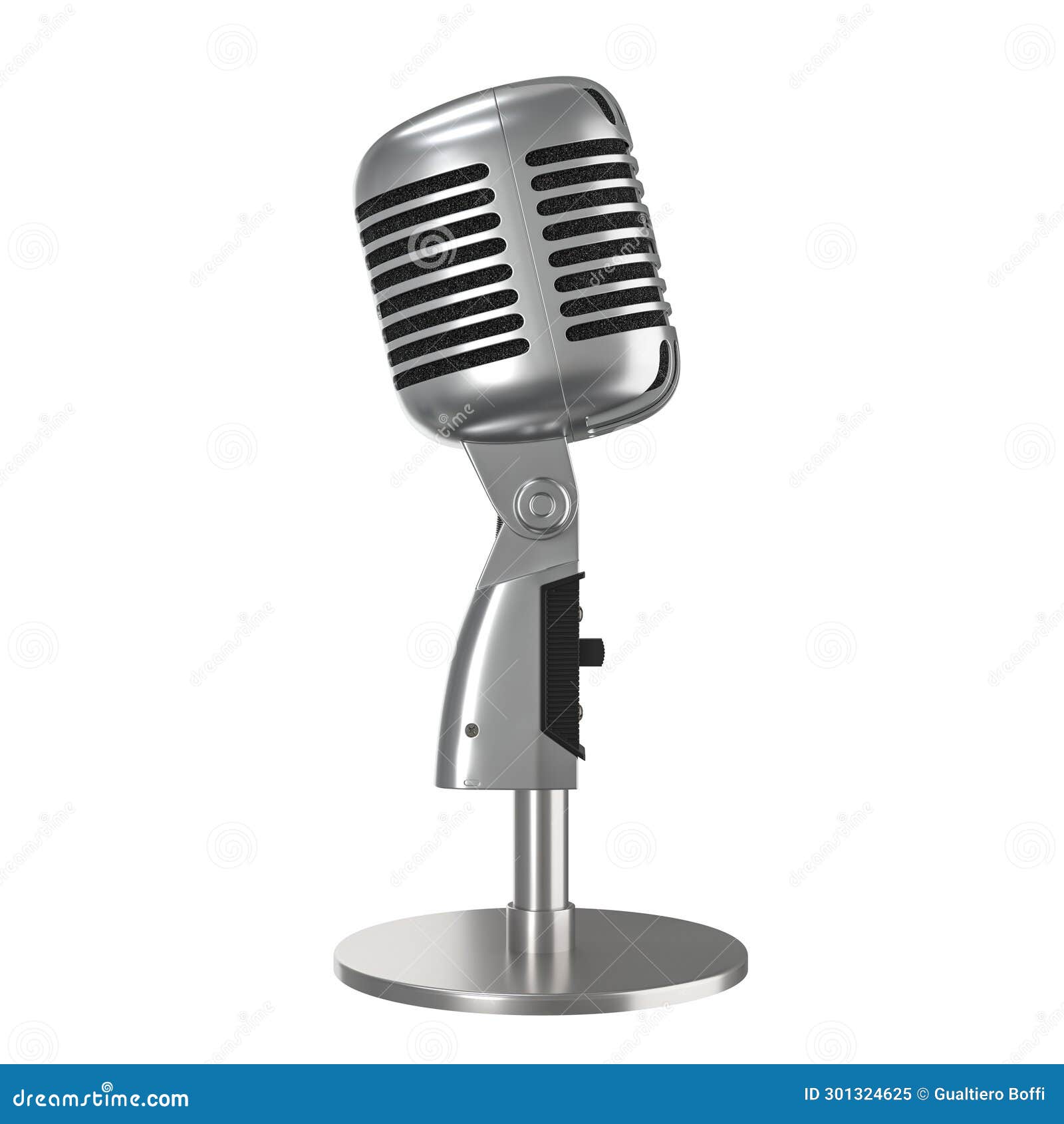 Vintage Aluminium Microphone Isolated on White Side View Stock ...
