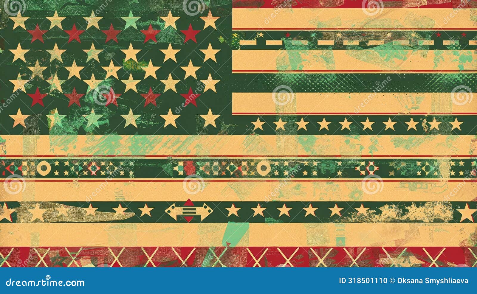 Vintage American Flag with Grunge Texture Overlay Stock Photo - Image ...