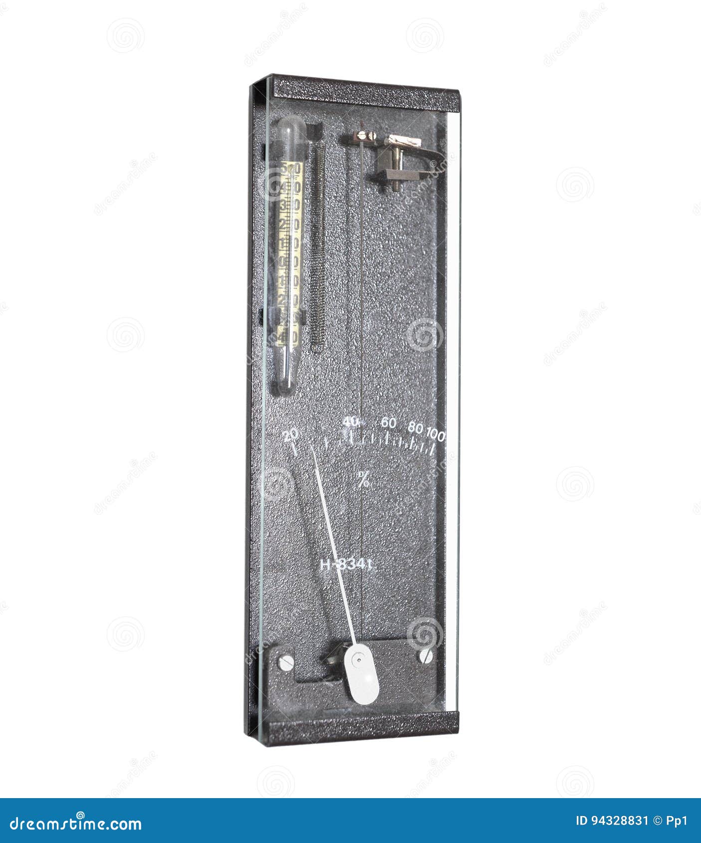 Vintage Analog Metal Hydrometer Thermometer Isolated on White Stock ...