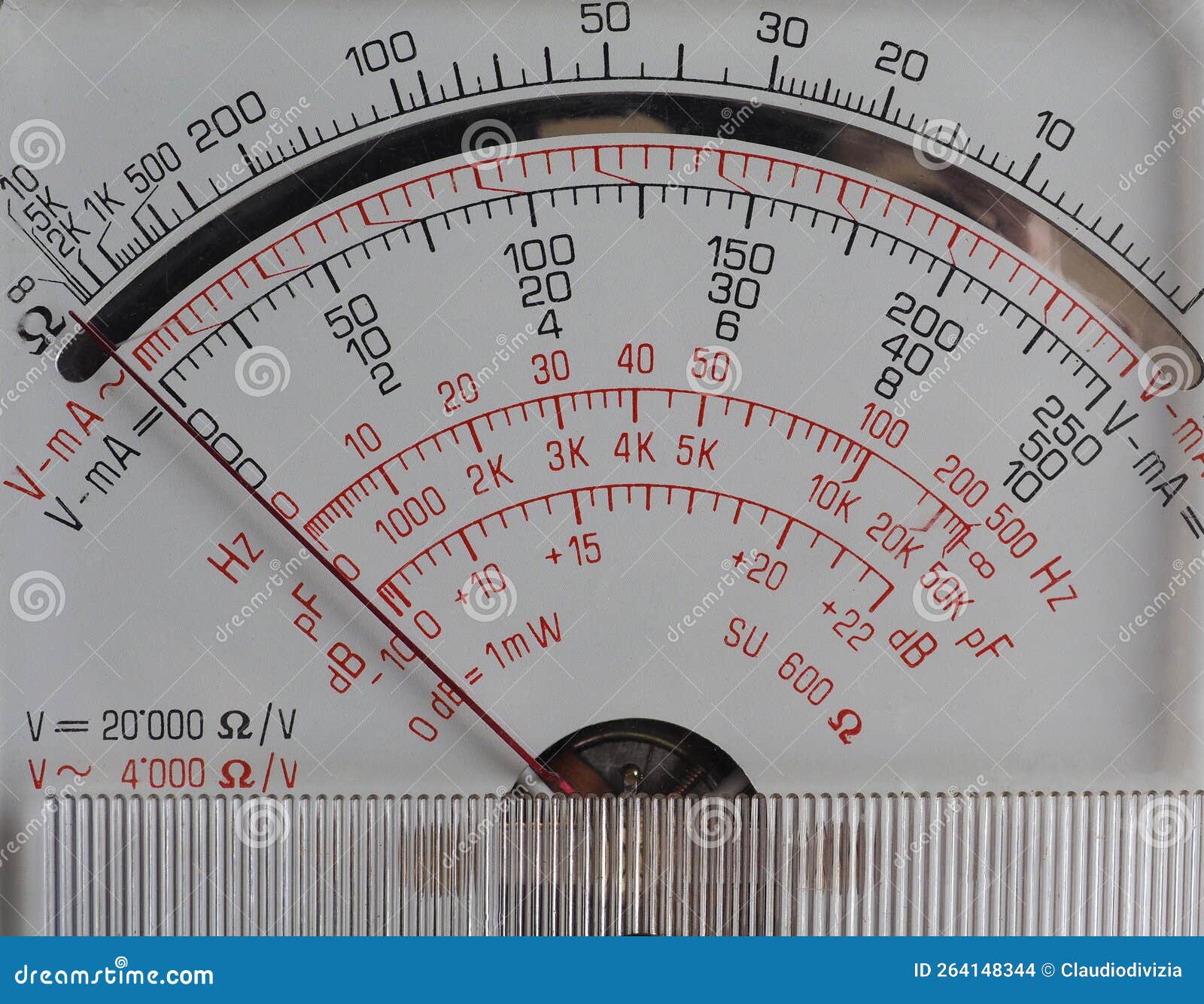 Vintage analog multimeter stock photo. Image of display - 264148344