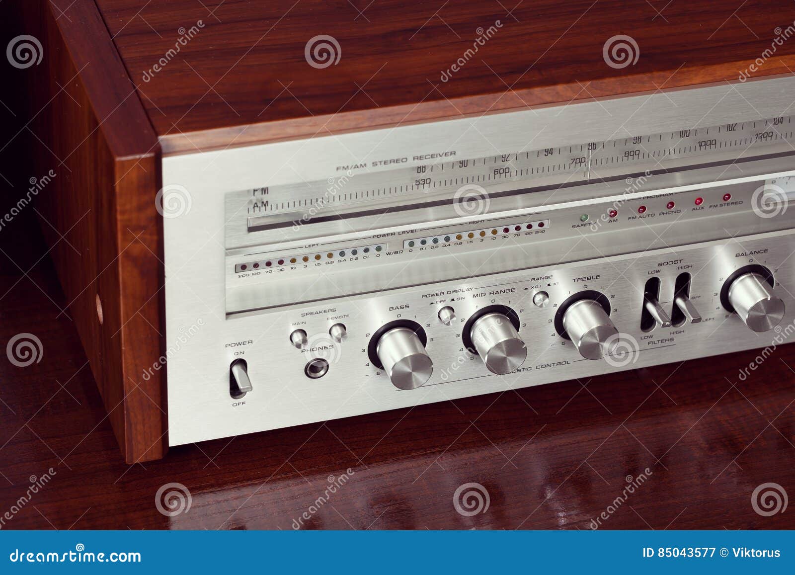 Vintage Analog Retro Stereo Radio Receiver Shiny Front Panel Stock ...