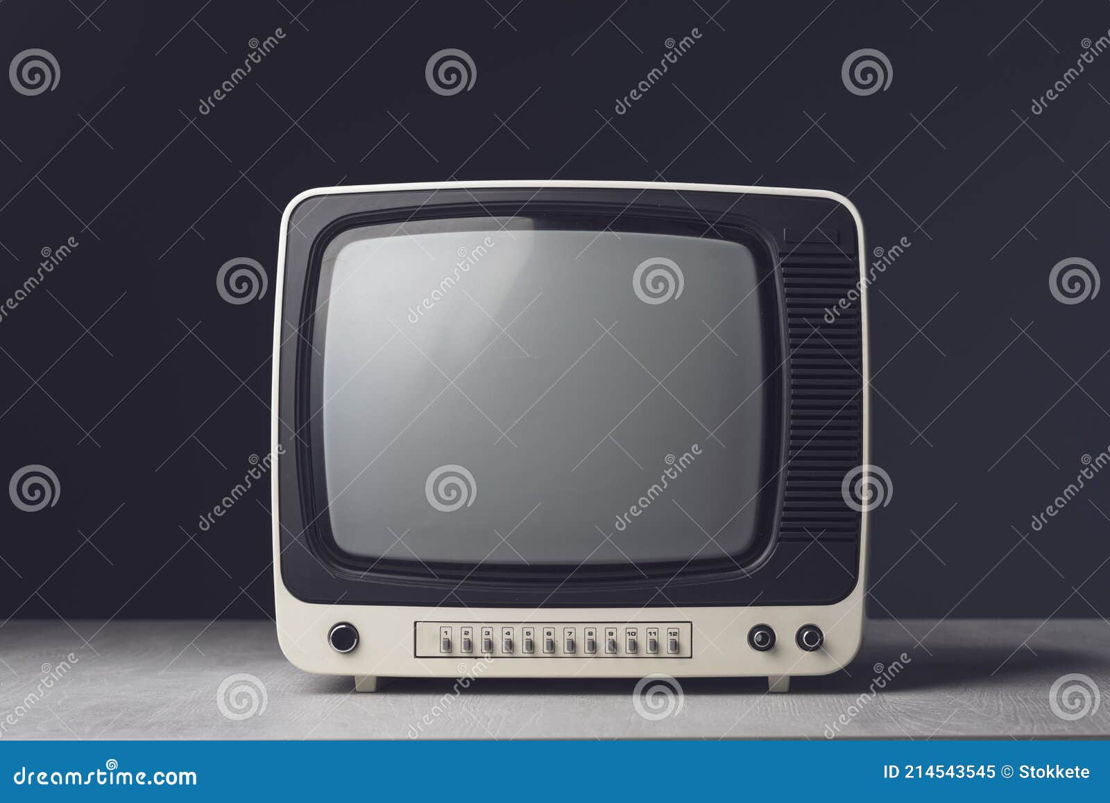 Vintage Analog TV on Blue Background Stock Image - Image of tube ...