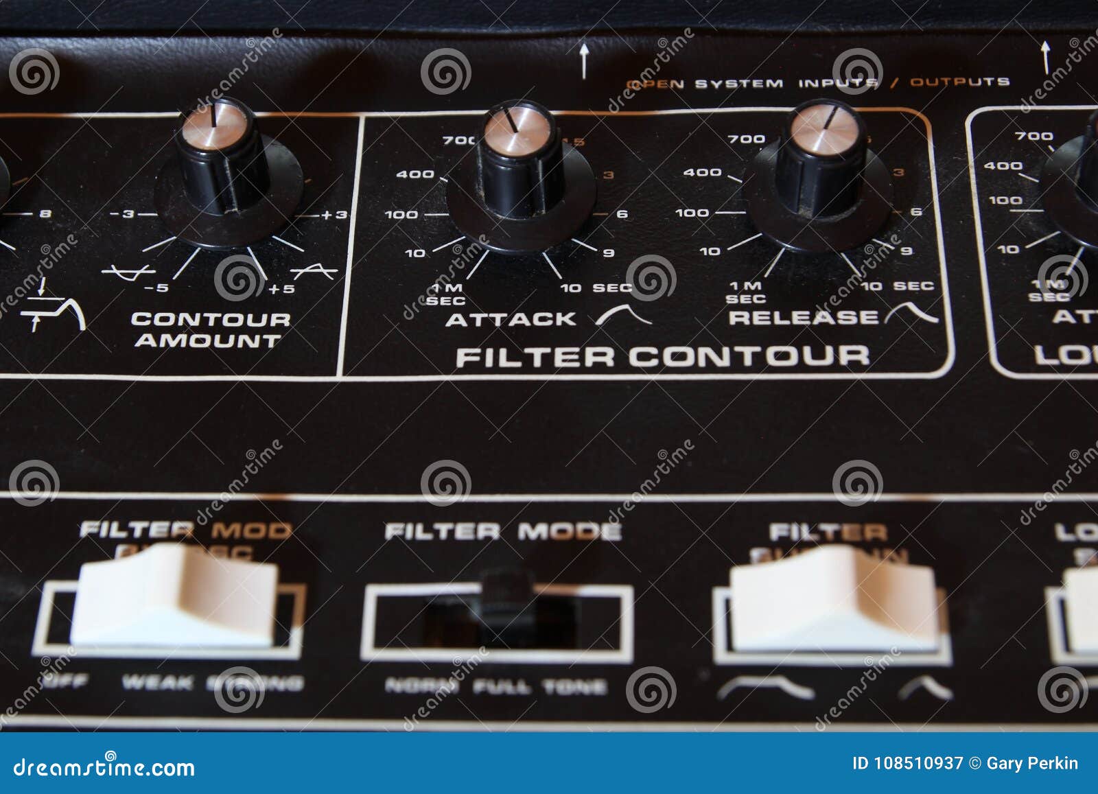 Vintage Analogue Music Synthesizer Control Panel Closeup in Shallow ... Vintage Analogue Music Synthesizer Control Panel Closeup in Shallow ...