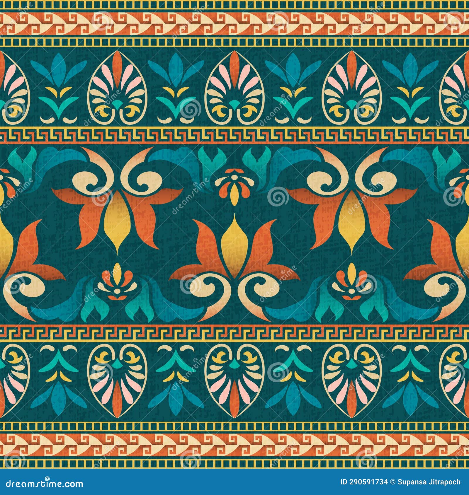 Vintage Ancient Greek Floral Pattern Design for Textile Stock Vector ...