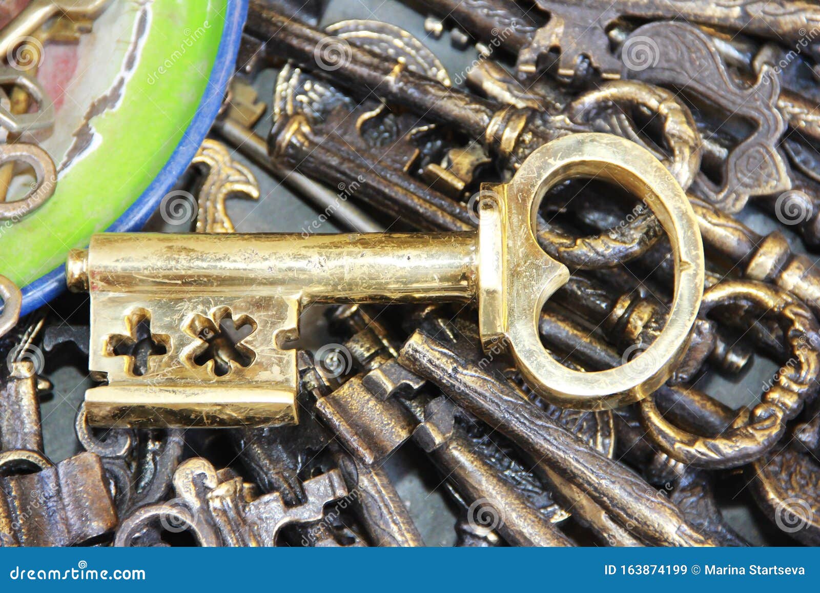 Vintage Ancient Rusty Metal Keys with Patterns and Crests Stock Image ...
