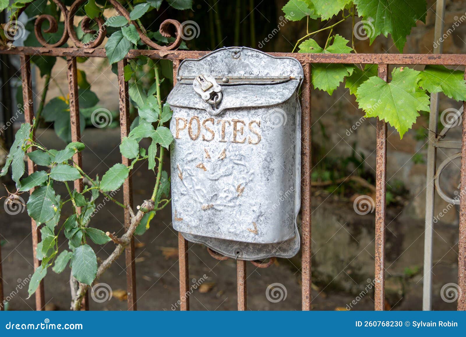 Vintage Ancient Silver Grey Brut Mail Post Box Row Grey on Home Wall ...