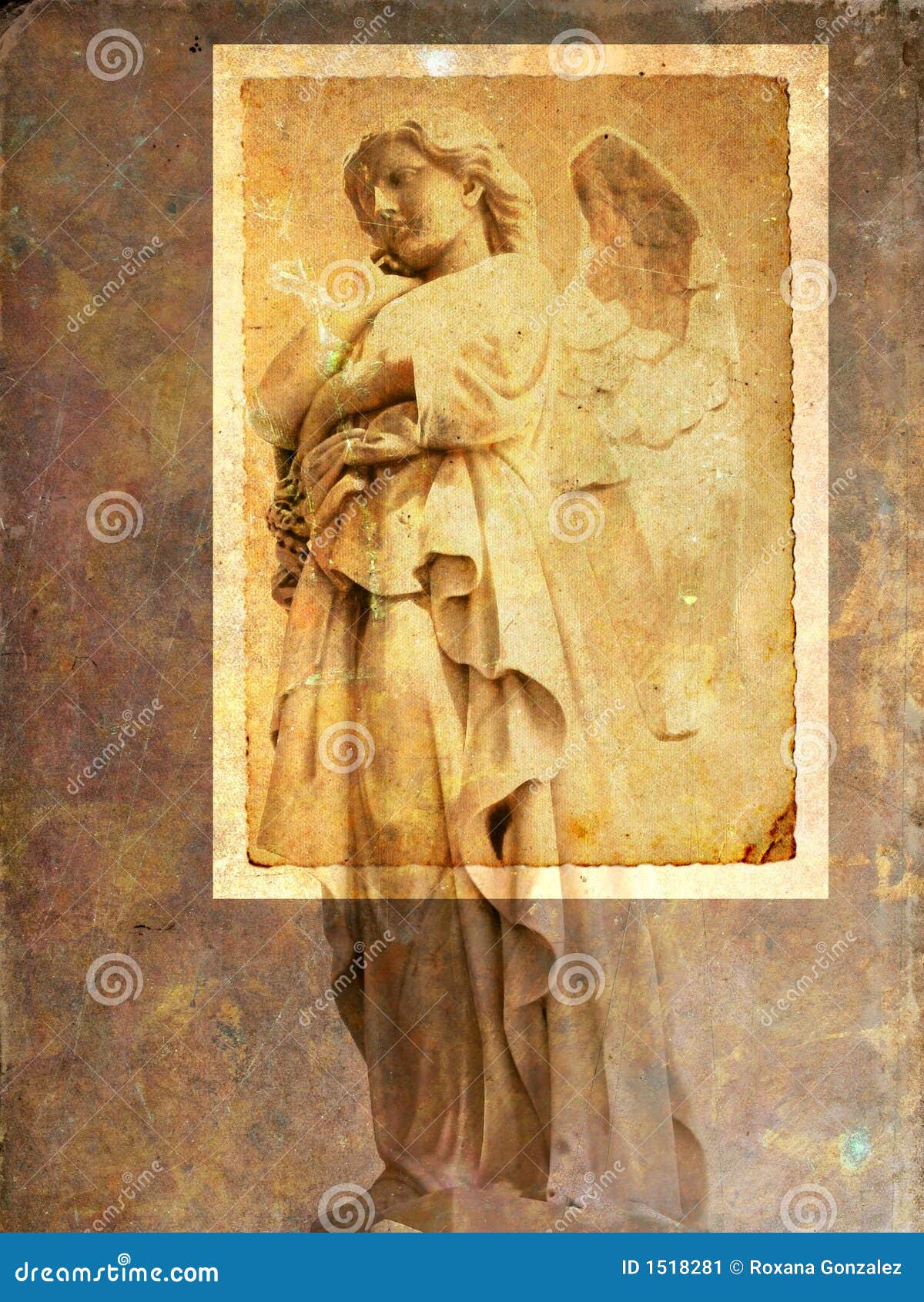 Vintage Angel Postcard - Sepia Stock Image - Image of mark, noise: 1518281