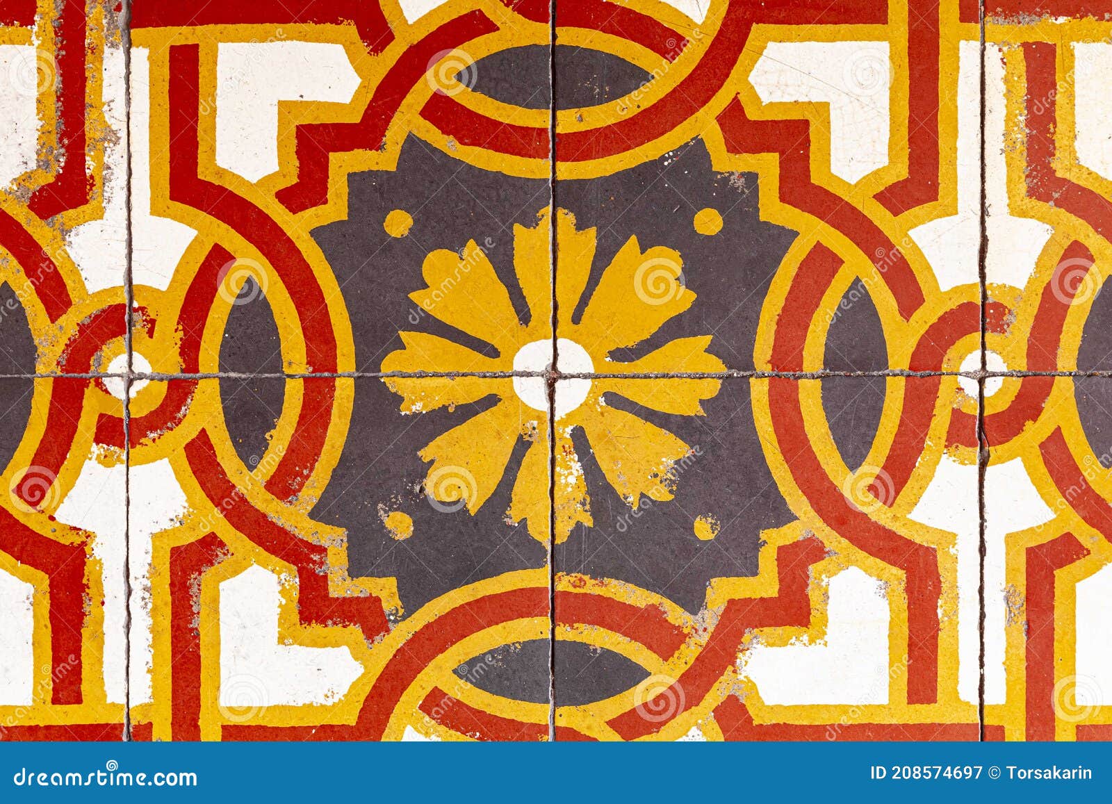 Vintage Antique Ceramic Tile Pattern Texture and Seamless Stock ...