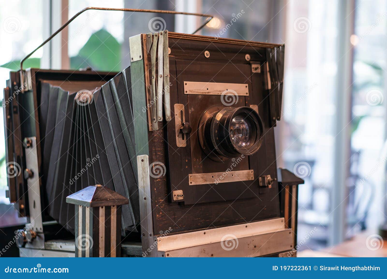 Vintage, Antique Large Format Camera in Blurred Background Stock Image ...