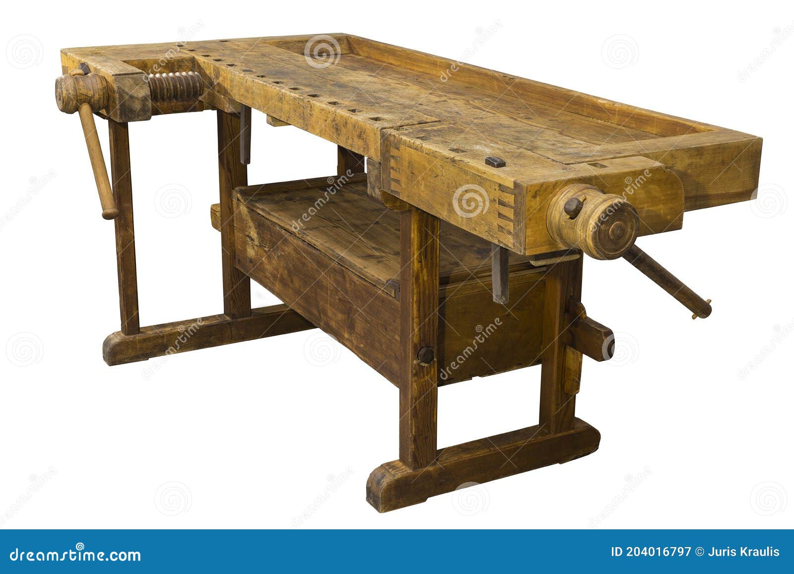 Vintage Antique Planer Bench Isolated on a White Background Stock Image ...