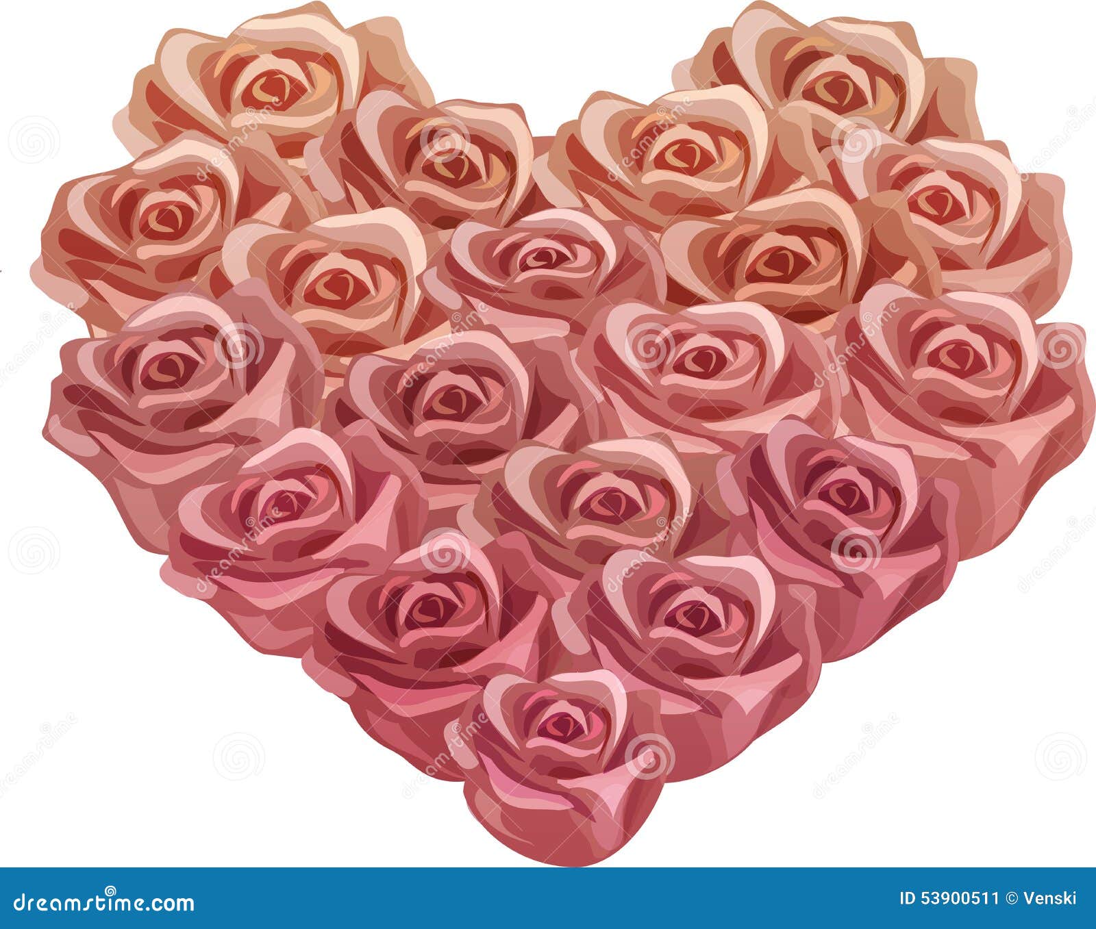 Vintage Antique Rose Heart stock vector. Illustration of pink - 53900511