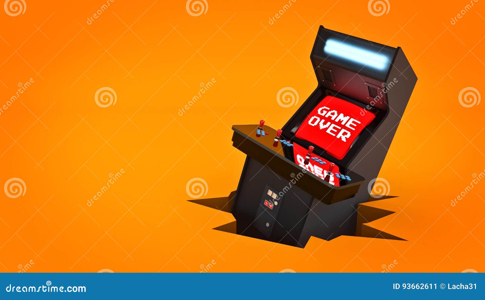 Vintage Arcade Game Machine Concept Game Over. Stock Illustration ...