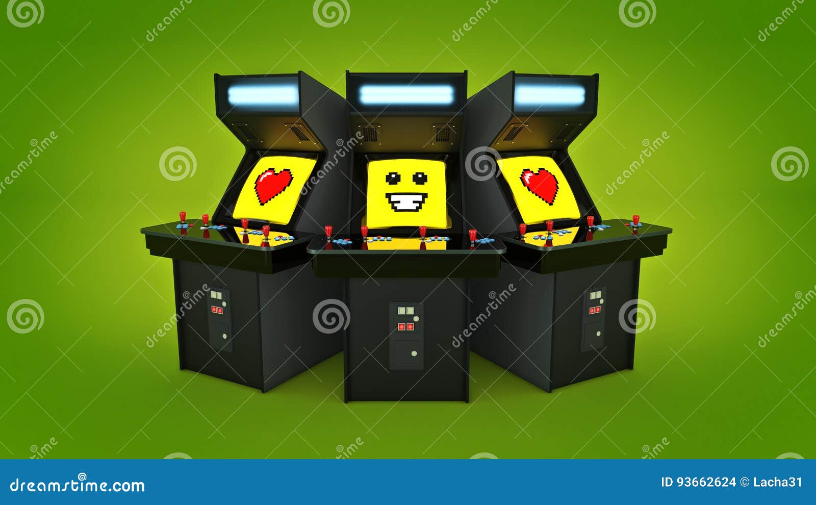 Vintage Arcade Game Machine Concept Love. Stock Illustration ...