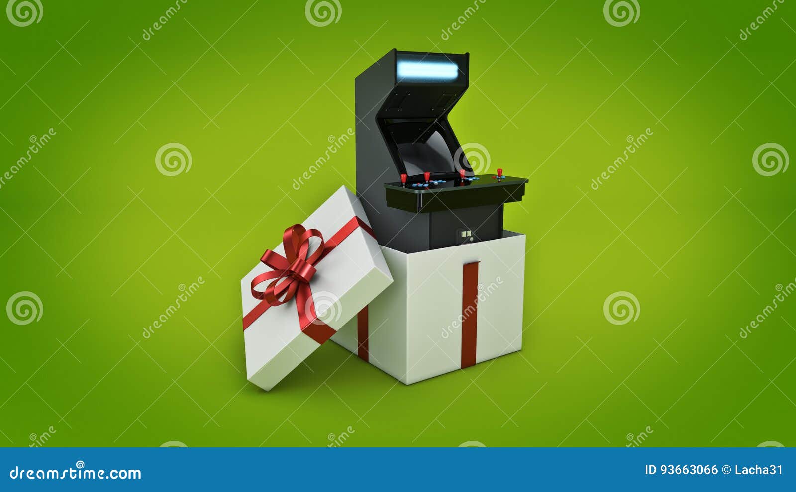 Vintage Arcade Game Machine. Gift Box Concept Stock Illustration ...