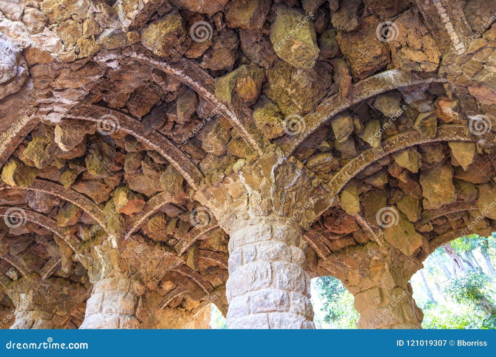 Vintage Arched Columns. Brick Ceiling Stock Image - Image of history ...