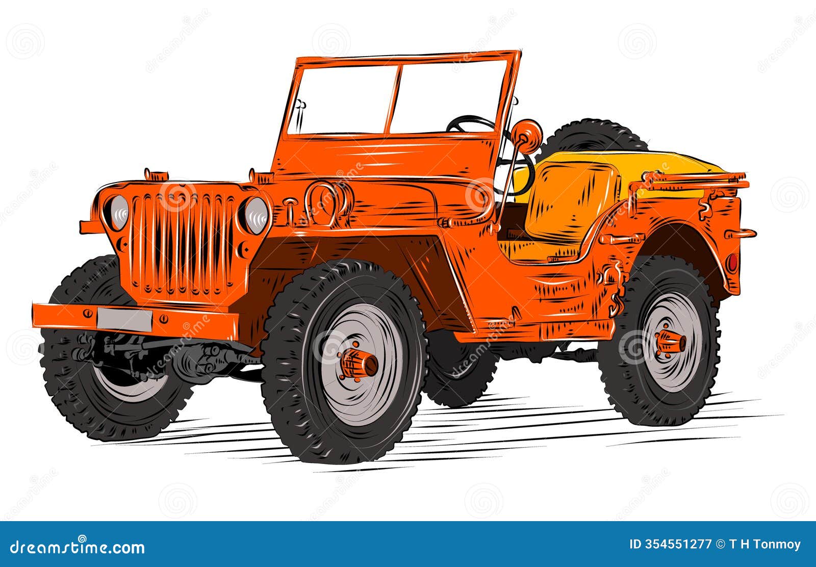 Vintage Army Jeep Vector Illustration. Vector Jeep Illustration. Vector ...