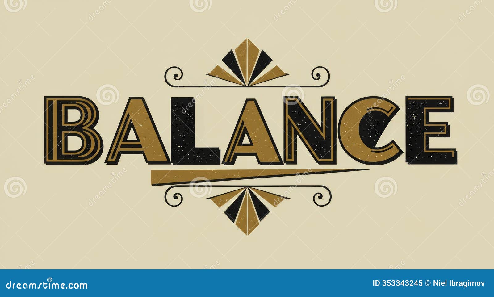Vintage Art Deco Typography Design Featuring the Word Balance Stock ...