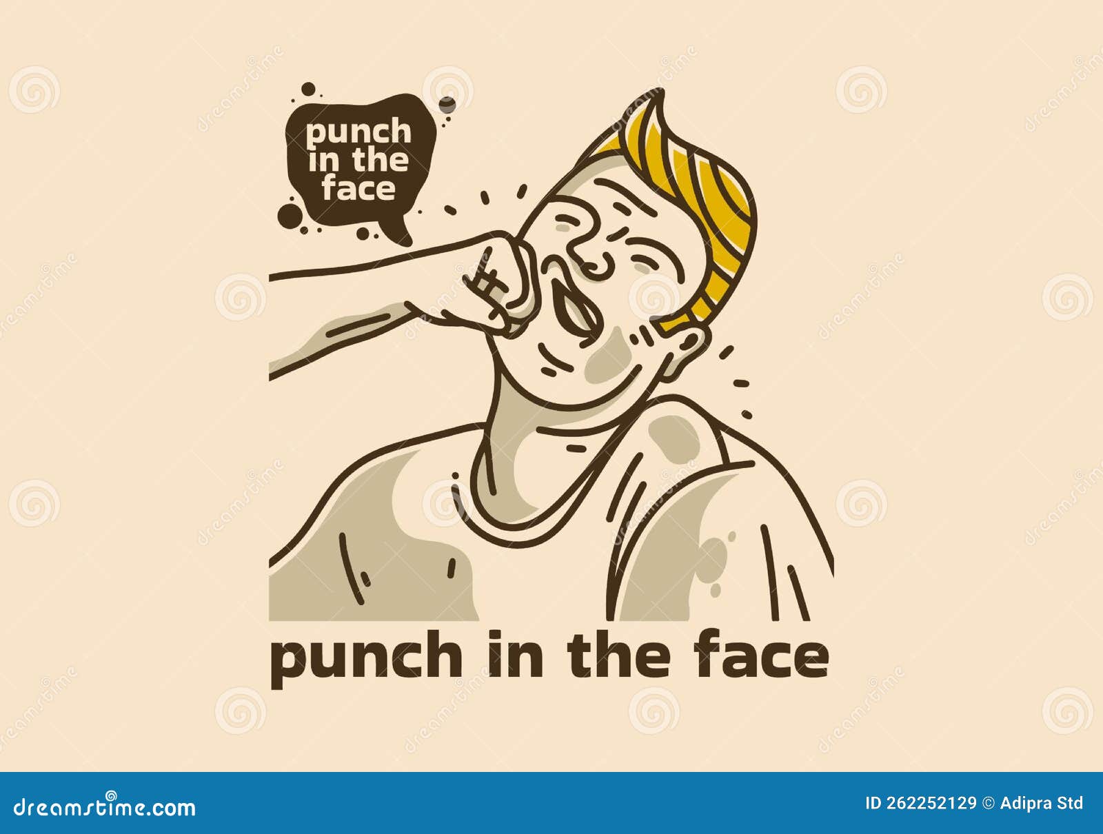 Vintage Art Illustration of Man Hit in the Face Stock Vector ...