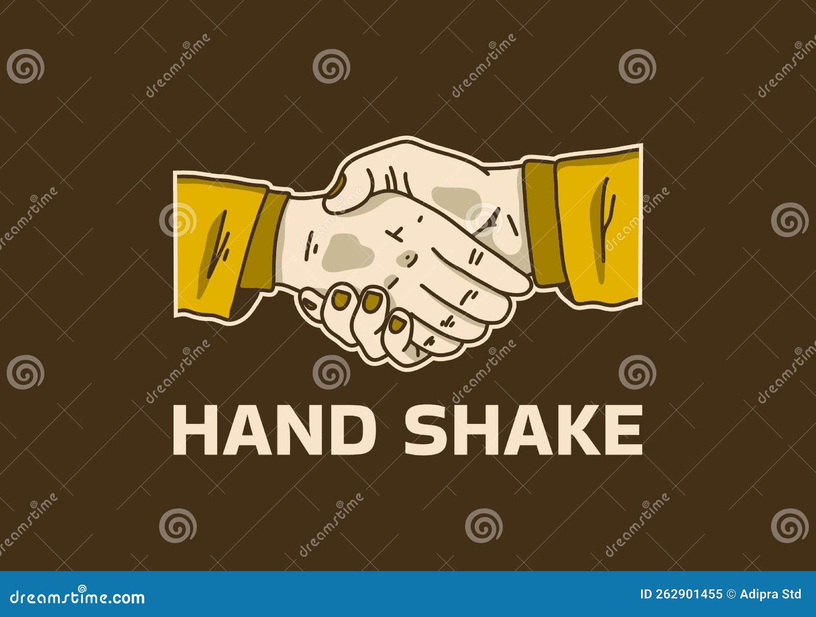 Vintage Art Illustration of Shaking Hands Stock Vector - Illustration ...